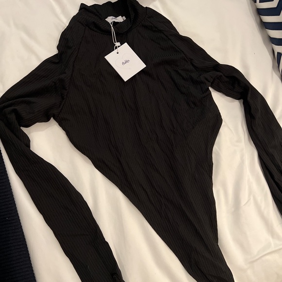Adika | Tops | Ribbed Adika Black Bodysuit | Poshmark